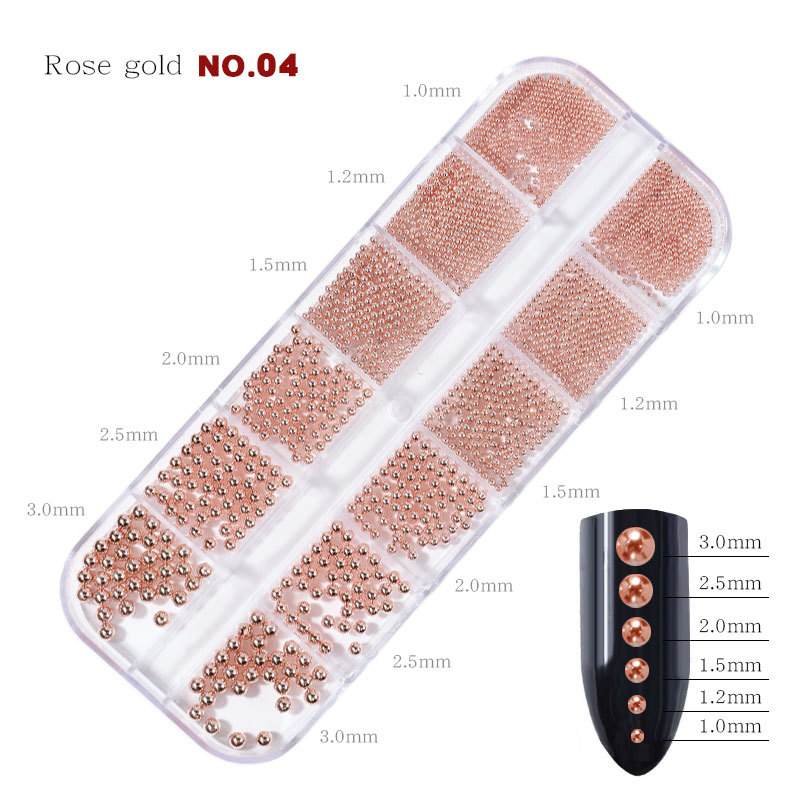 12Grids Metal Caviar Beads Multicolor Micro Beads For 3D Nail Art ...