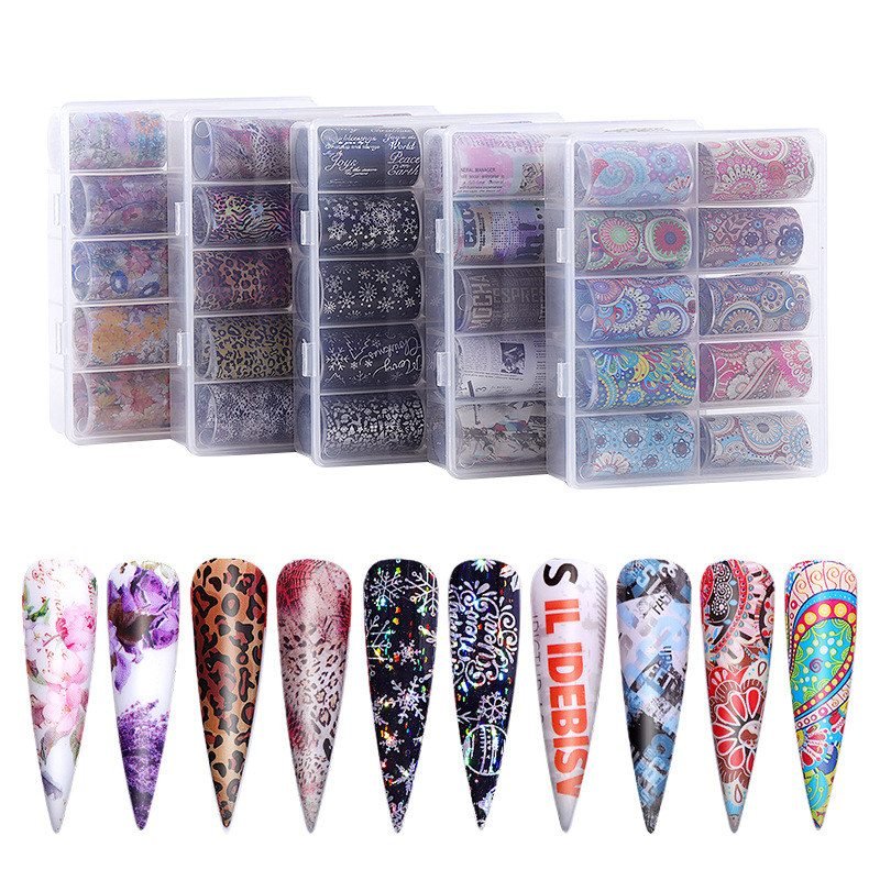 10 Rolls 100x4cm Nail Transfer Foil Paper For Nail Art Decoration XK01 ...