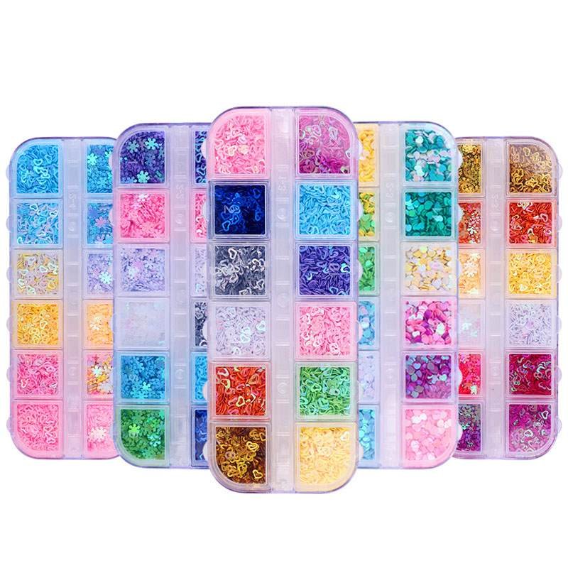 12 Colors Nail Art Sequins 3D Nail Glitter Flakes – Dreamynailsupply.com