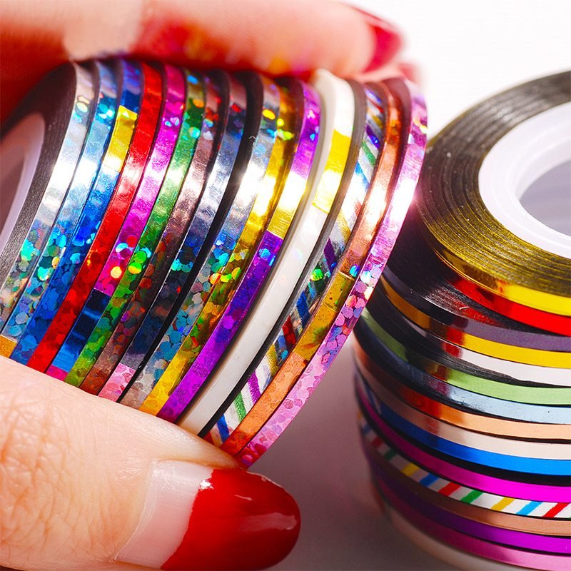 2mm Nail Art Laser Color Striping Tape Decoration Sticker Rolls ...