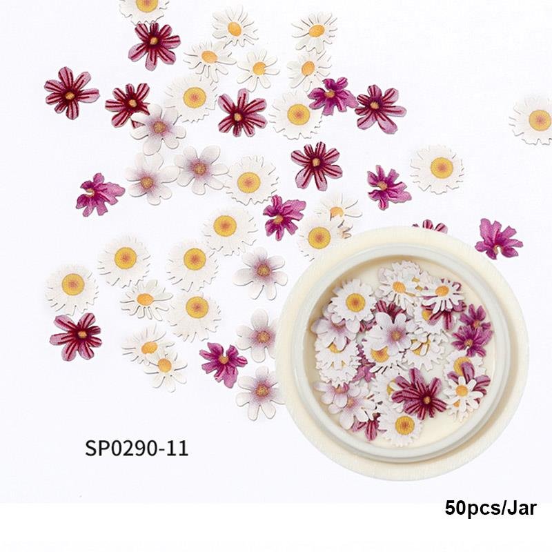 50pcs/Jar 3D Nail Flower wood pulp sheet SP0290 01–12 ...