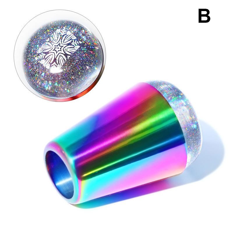 Dia 4cm Nail Art Jumbo Jelly Silicone Head Holographic Metal Handle ...