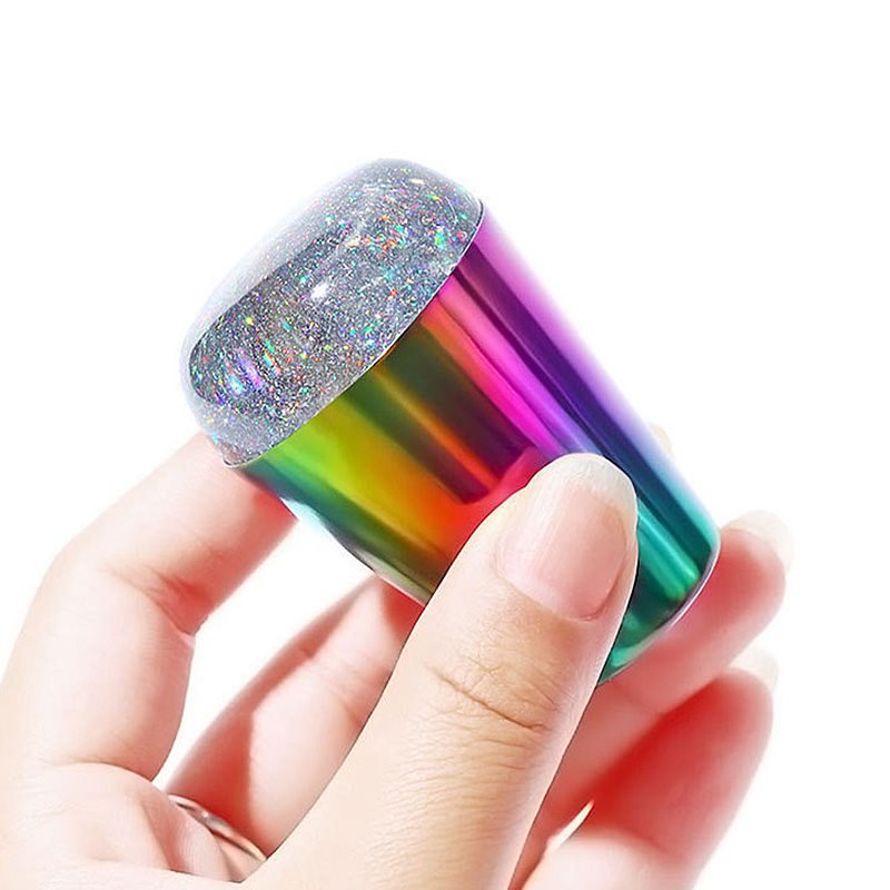 Dia 4cm Nail Art Jumbo Jelly Silicone Head Holographic Metal Handle ...