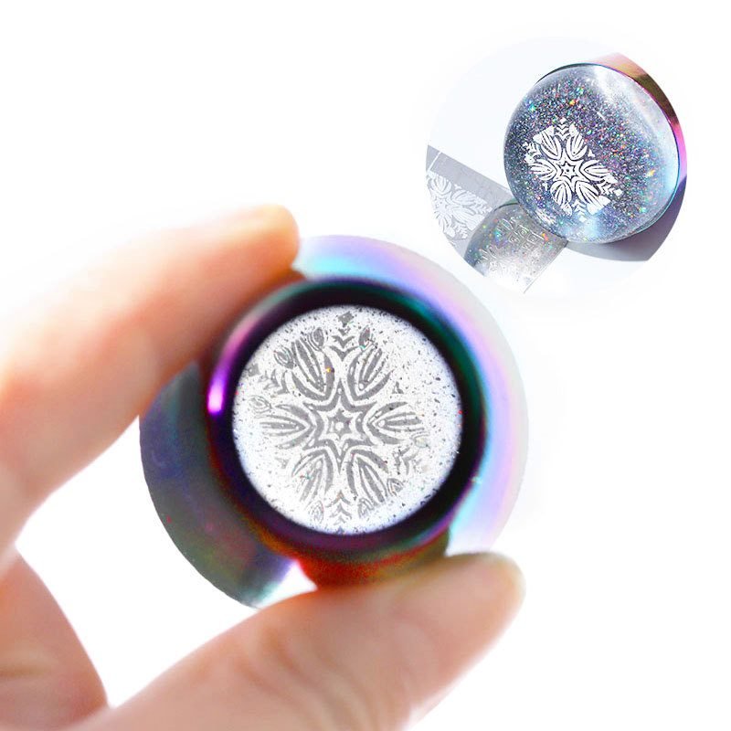 Dia 4cm Nail Art Jumbo Jelly Silicone Head Holographic Metal Handle ...