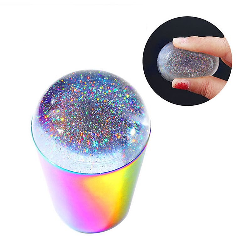 Dia 4cm Nail Art Jumbo Jelly Silicone Head Holographic Metal Handle ...