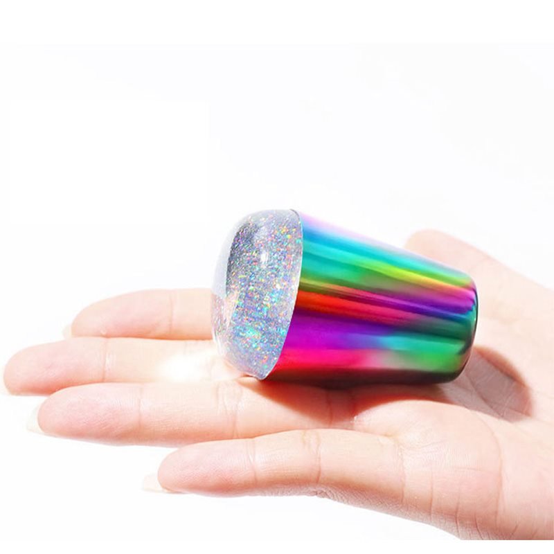 Dia 4cm Nail Art Jumbo Jelly Silicone Head Holographic Metal Handle ...