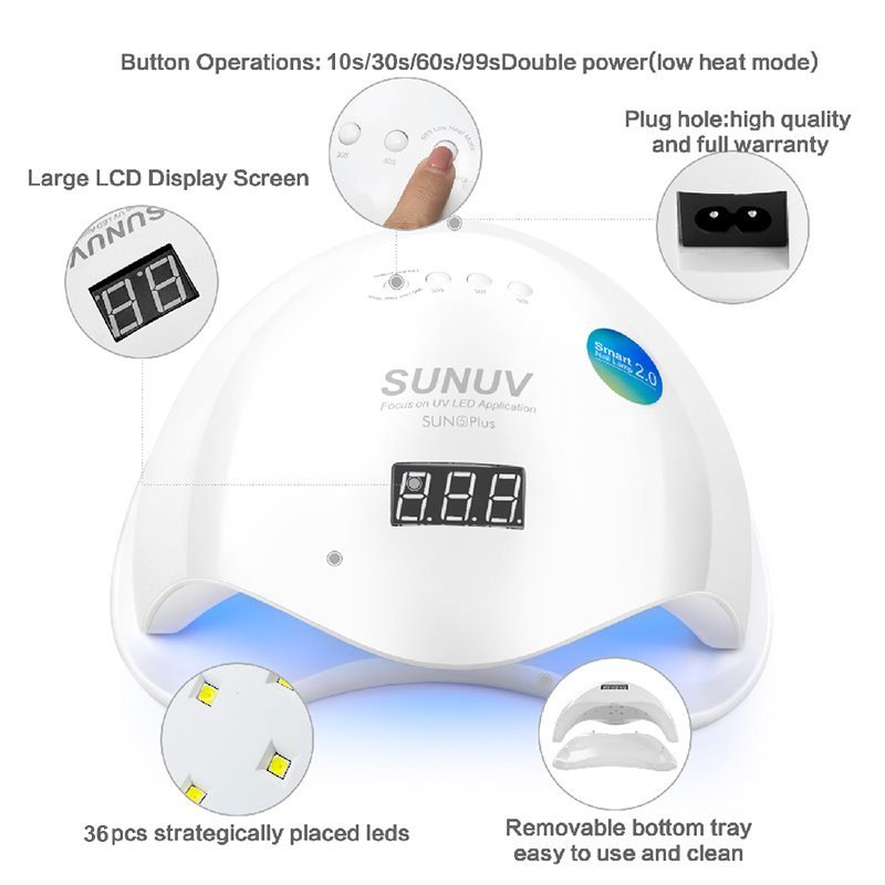 Original SUNUV 48W LED UV Lamp Gel Curing Nail Dryer Sun5 Plus – Dreamynailsupply.com