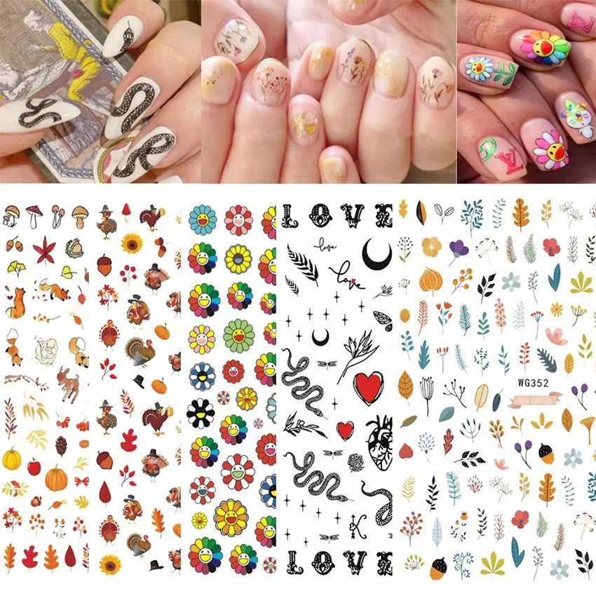 Super Thin Lifelike Self-adhesive 3D Nail Sticker Decal WG Series ...