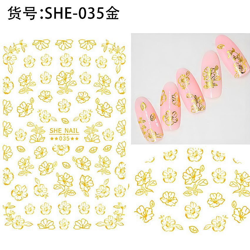 Super Thin Lifelike Self-adhesive 3D Nail Sticker Decal SHE Series ...