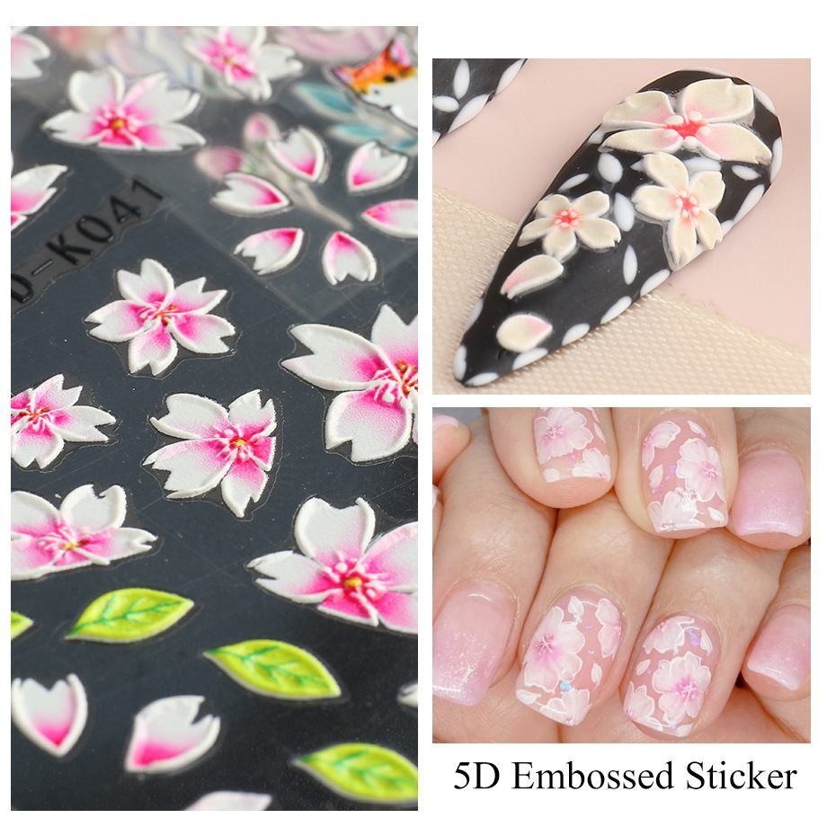 5D Embossed Self-adhesive Nail Art Stickers Decals K Series ...