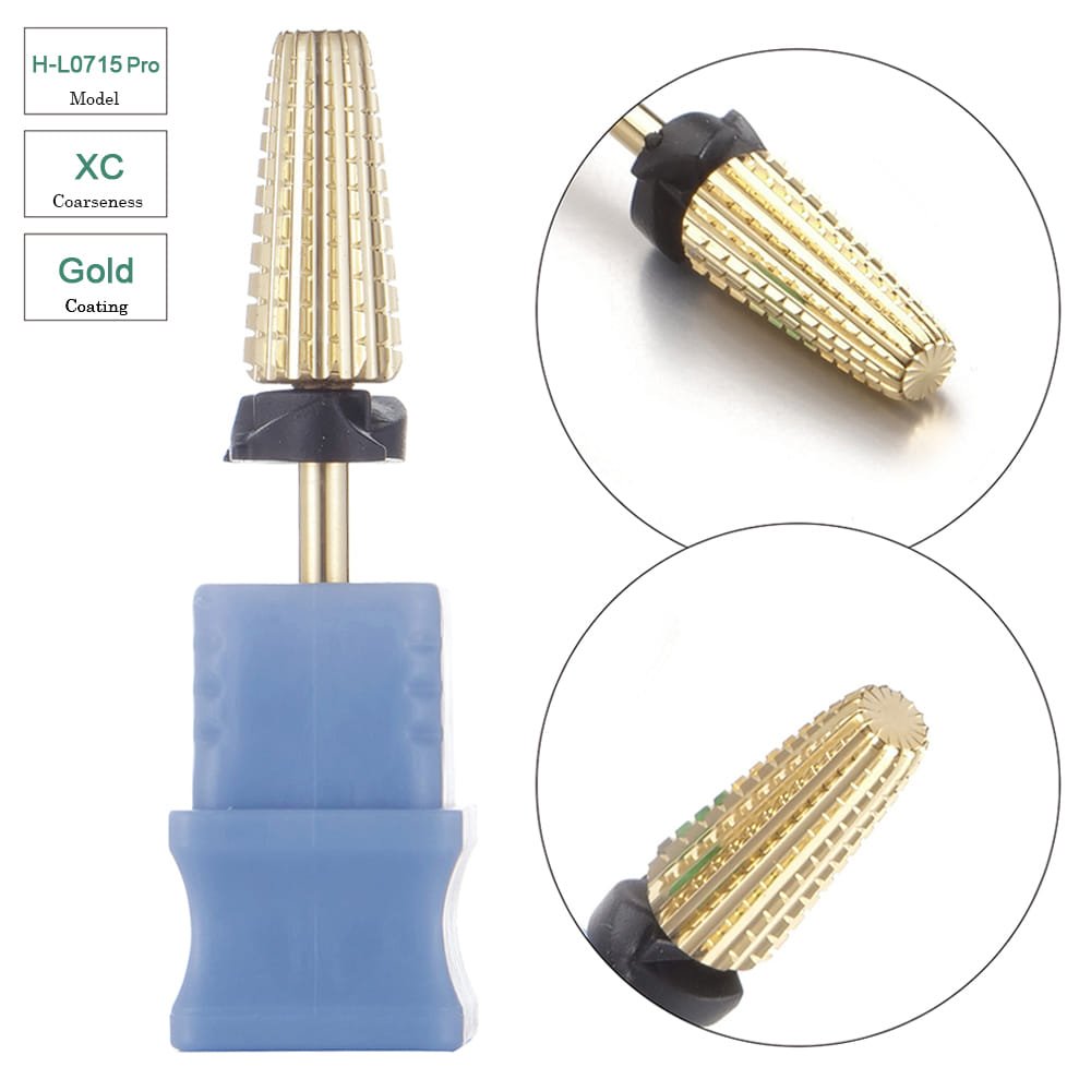 3/32” Large Tapered 5 in 1 Straight Cut Gold Coating Tungsten Carbide ...