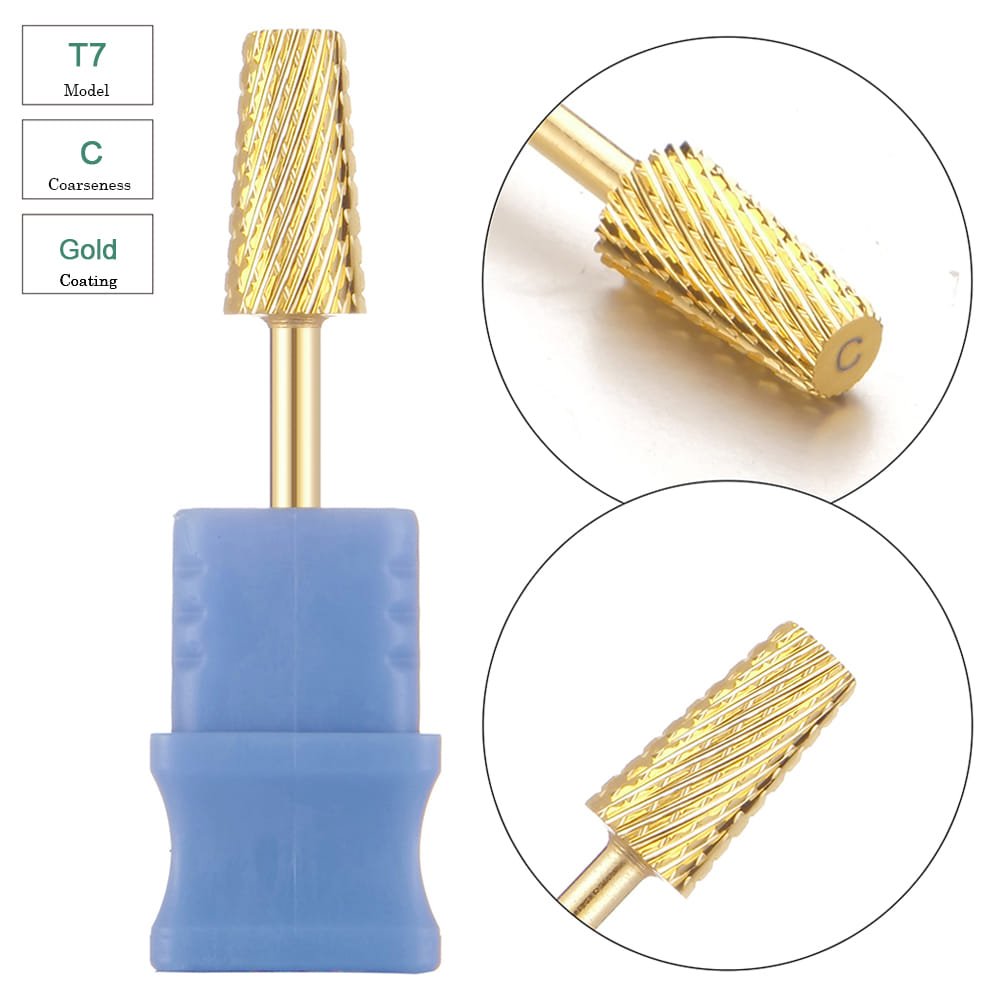 Large Tapered Barrel Cross Cut Gold Coating Tungsten Carbide Nail Drill ...